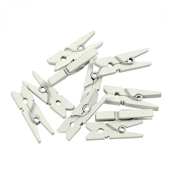 Klemmer, hvid træ, 24 stk. - Miniklemmer - paperdeluxe.dk